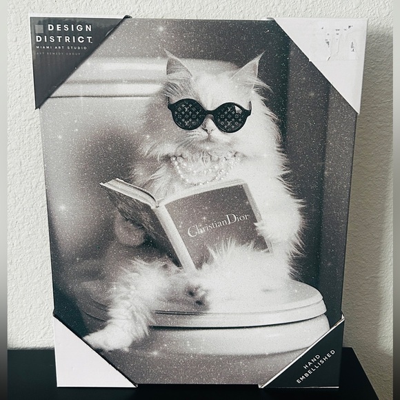 Dior | Art | Christian Dior White Cat Art In Black And White 4 X 11 Nwt ...
